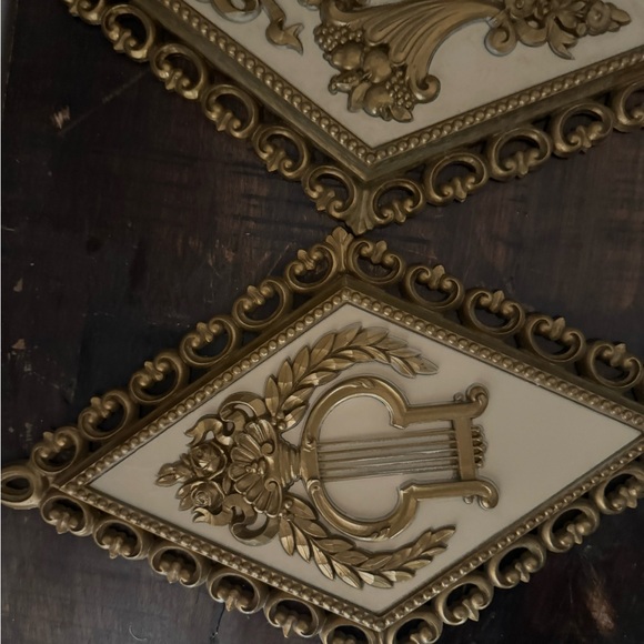 Wall Decor | Vintage Homco Hollywood Regency Gold Diamond Wall Plaques ...
